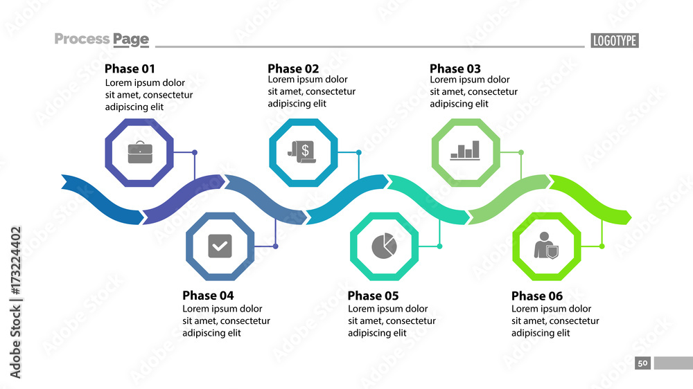 Six phase process chart design Stock Vector | Adobe Stock