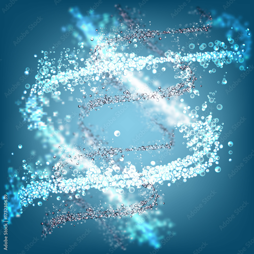 DNA sequence glitter shiny vector illustration. Science molecule ...