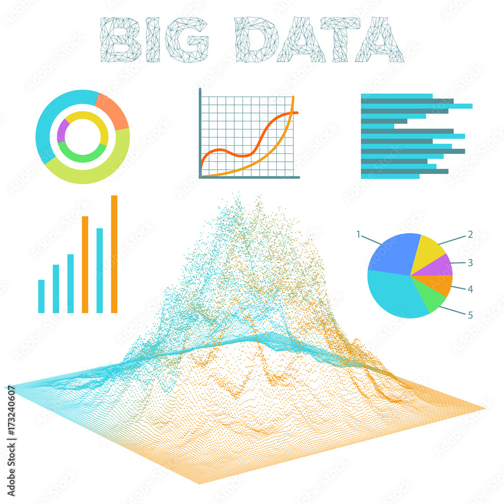 Big data visualization. Diagrams bar and line graphics. Analysis of ...