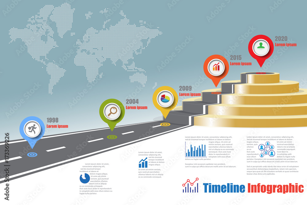 Business road map timeline infographic designed for template milestone ...