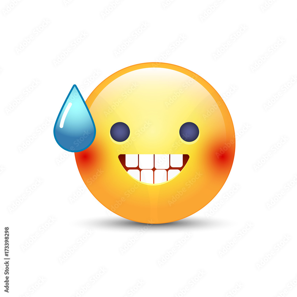 Smiling Face with Open Mouth and Cold Sweat. Smiling emoticon mood ...