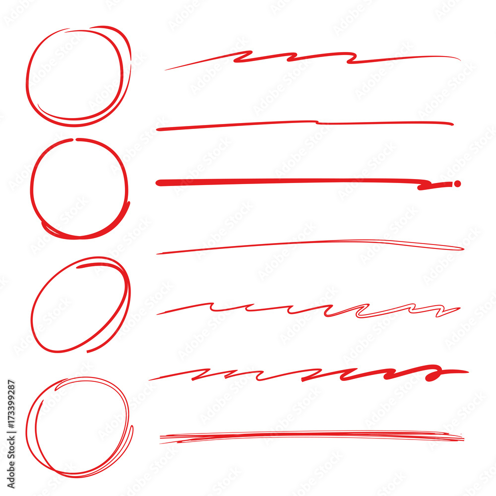 red hand drawn underlines and marker elements Stock Vector | Adobe Stock