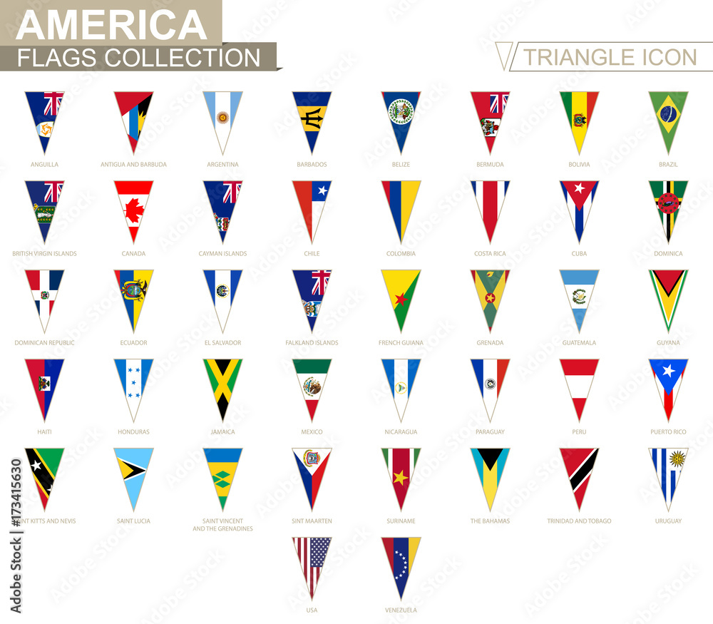 Flags of America, all American flags. Triangle icon. Stock Vector ...