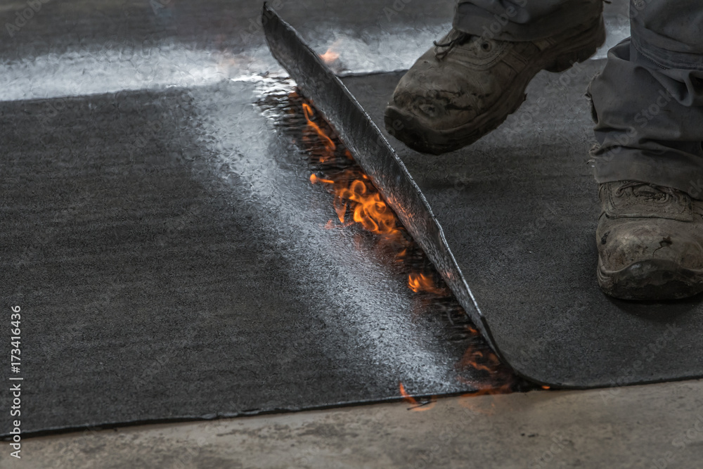 Professional installation of the waterproofing on the concrete ...