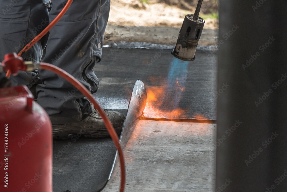 Professional installation of the waterproofing on the concrete ...