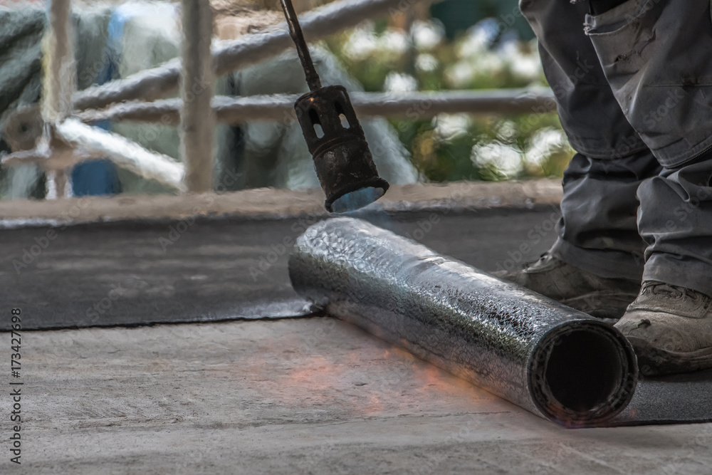 Professional installation of the waterproofing on the concrete ...