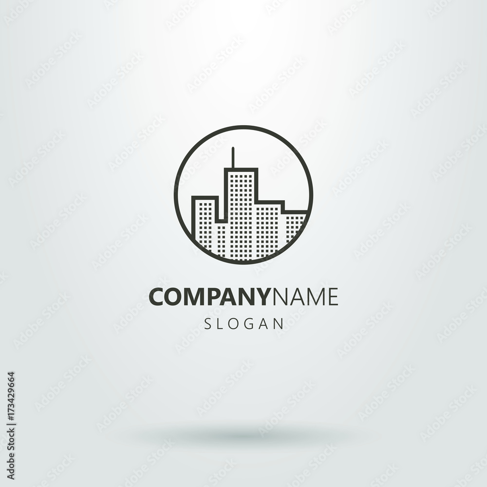 Black and white logo of urban high-rise buildings Stock Vector | Adobe ...