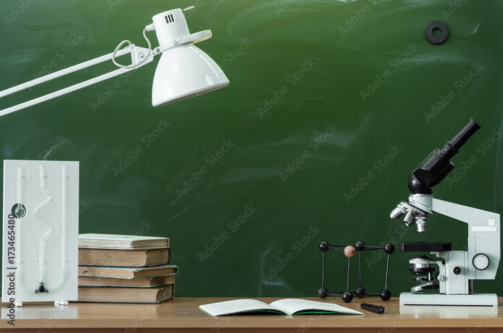 Teacher or student desk table. Education background. Education concept ...