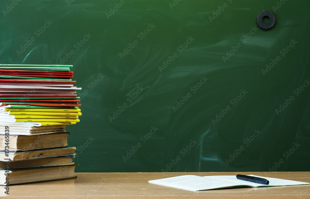 Teacher or student desk table. Education background. Education concept ...