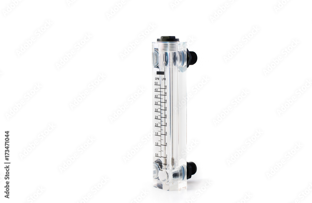 Flow meter isolated on white background.Measure the flow of water in ...