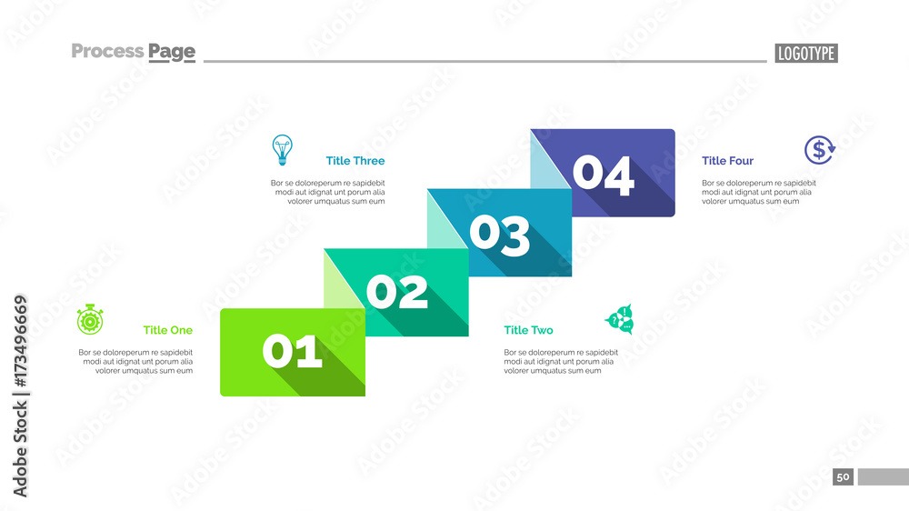 Stages Of Business Process Slide Template Stock Vector | Adobe Stock