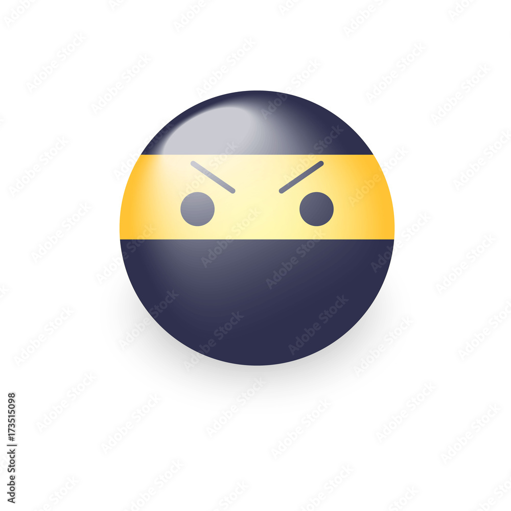 Smiley ninja with an angry emoji face. Ninja cartoon emoticon vector ...
