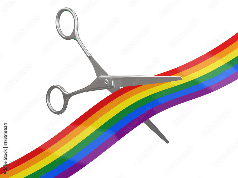 Scissors and color Ribbon. Image with clipping path Stock Vector ...