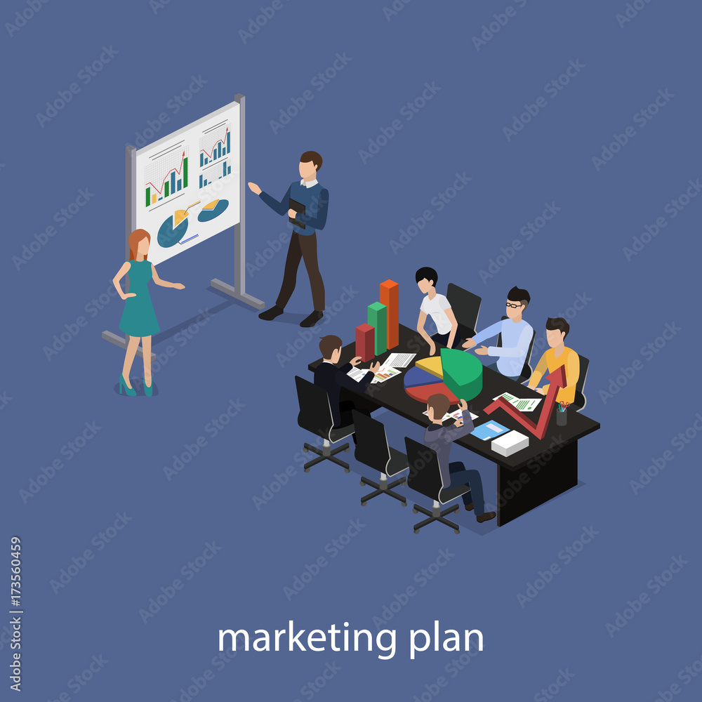 Isometric 3D vector illustration Teamwork in the creation of the ...