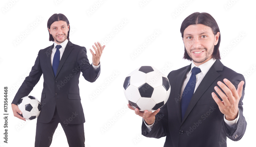 Man with football isolated on white Stock Photo | Adobe Stock