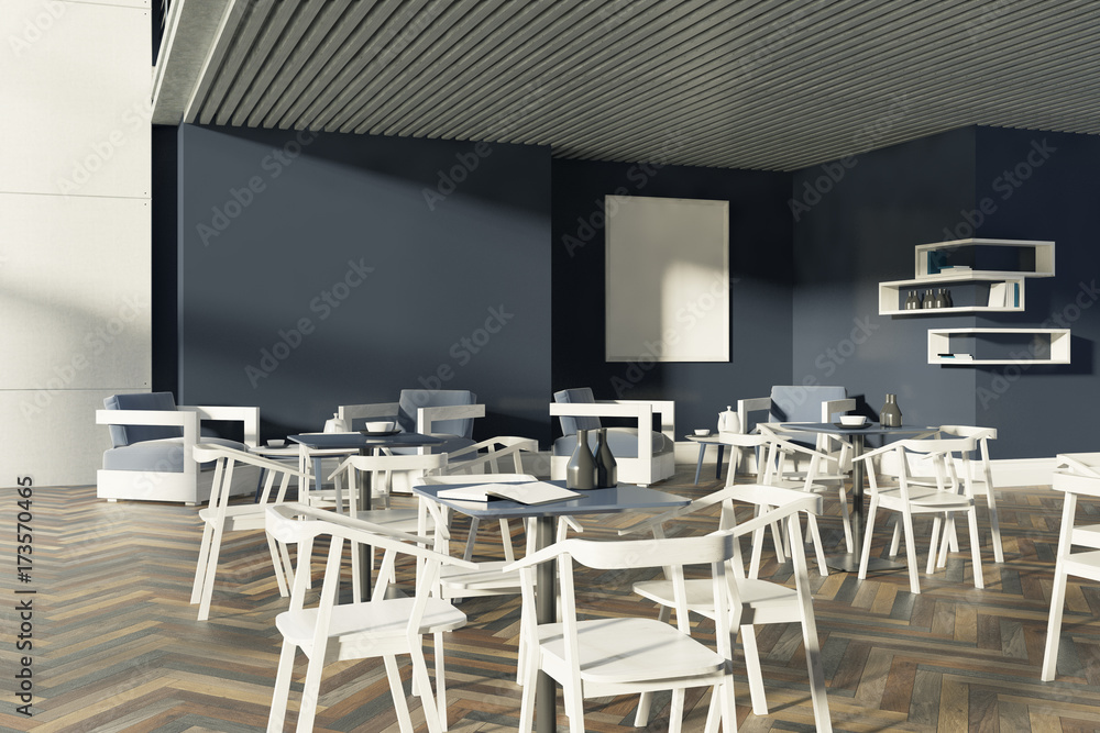 Gray cafe with a poster Stock Photo | Adobe Stock