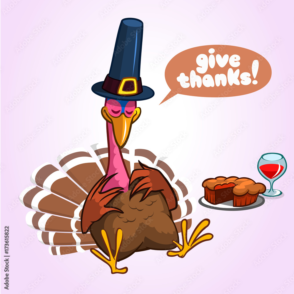 Sleeping turkey after good meal with pie and glass of red vine ...