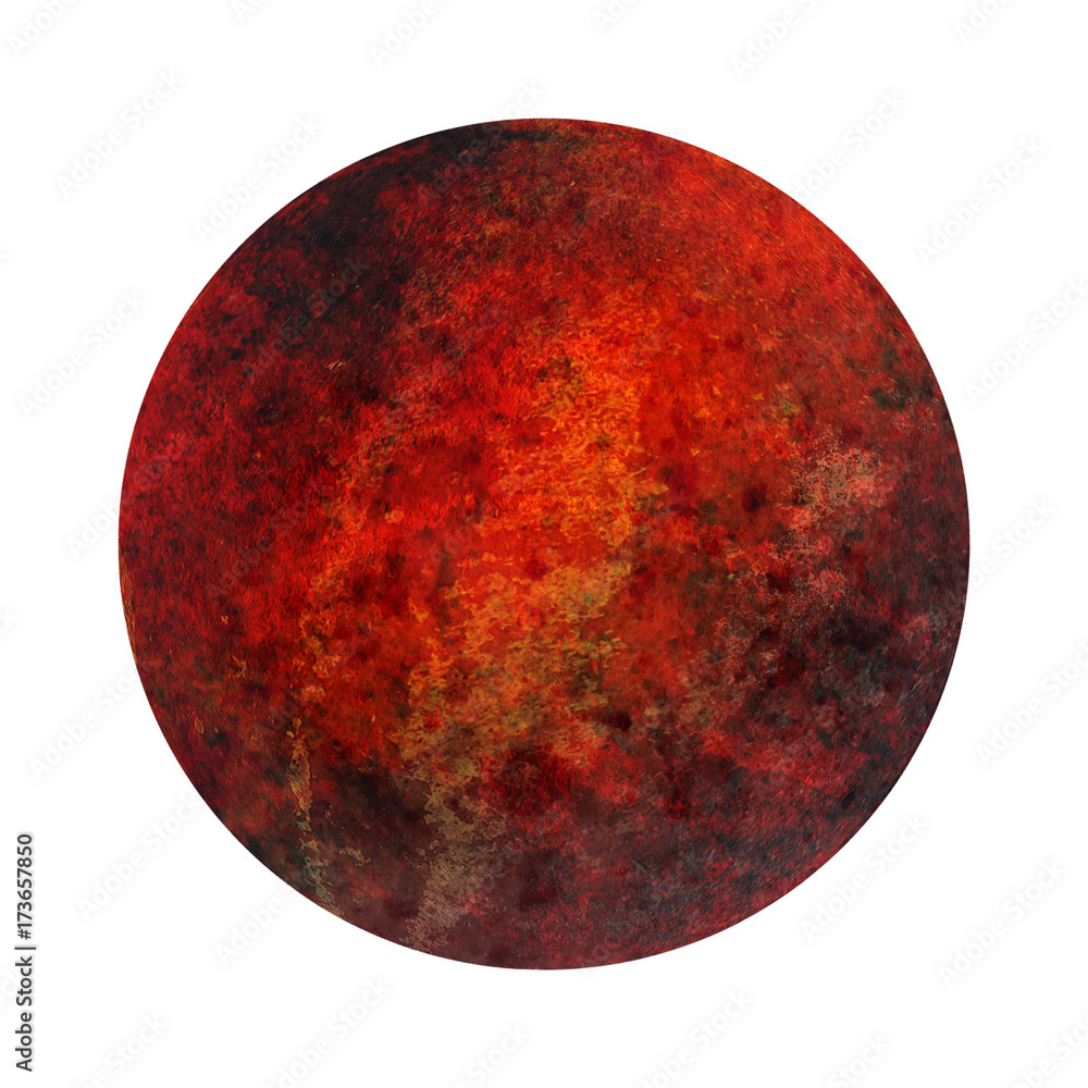 Mars red planet isolated on white background, high resolution. 3D ...