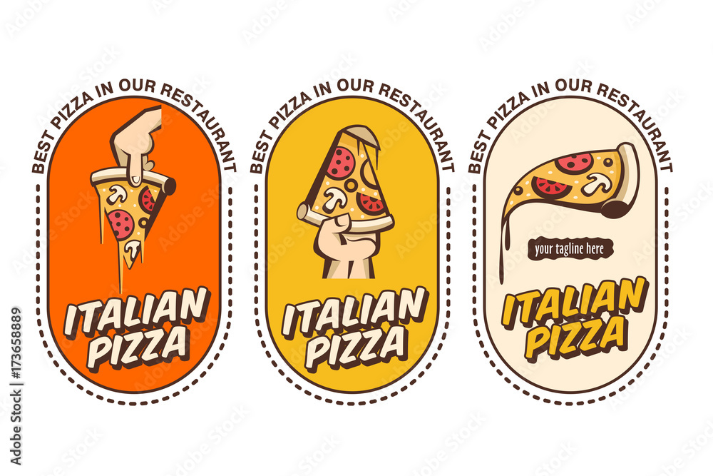 The best Italian pizza. Vector set of logos for pizzerias. Stock Vector ...