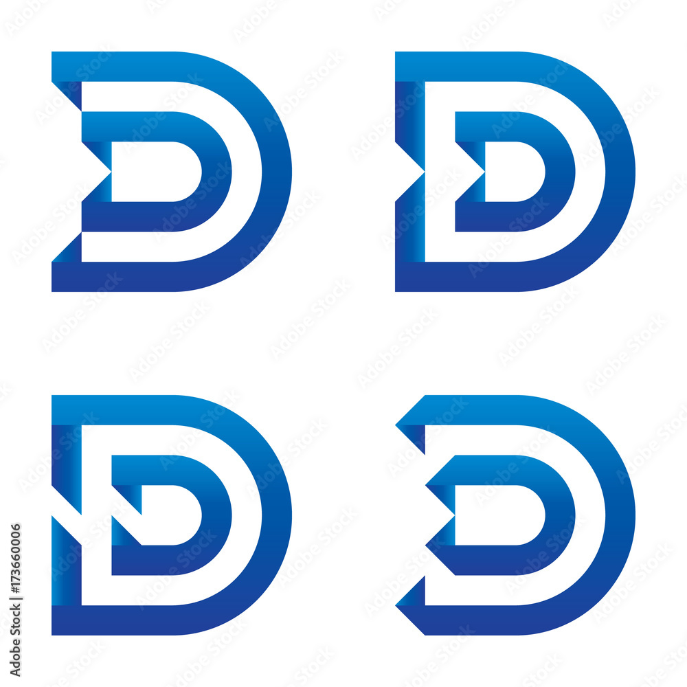 Abstract clean blue letter D design set logo template. vector ...