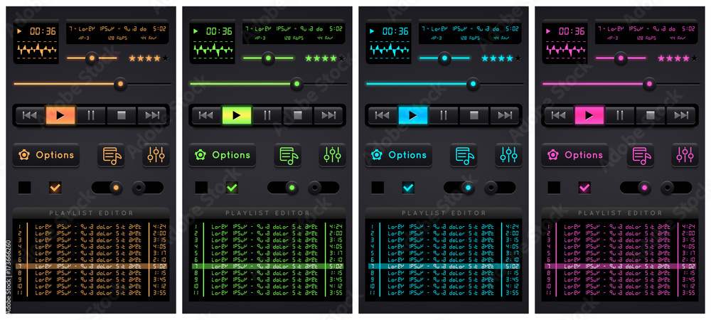 Audio player template. เวกเตอร์สต็อก | Adobe Stock