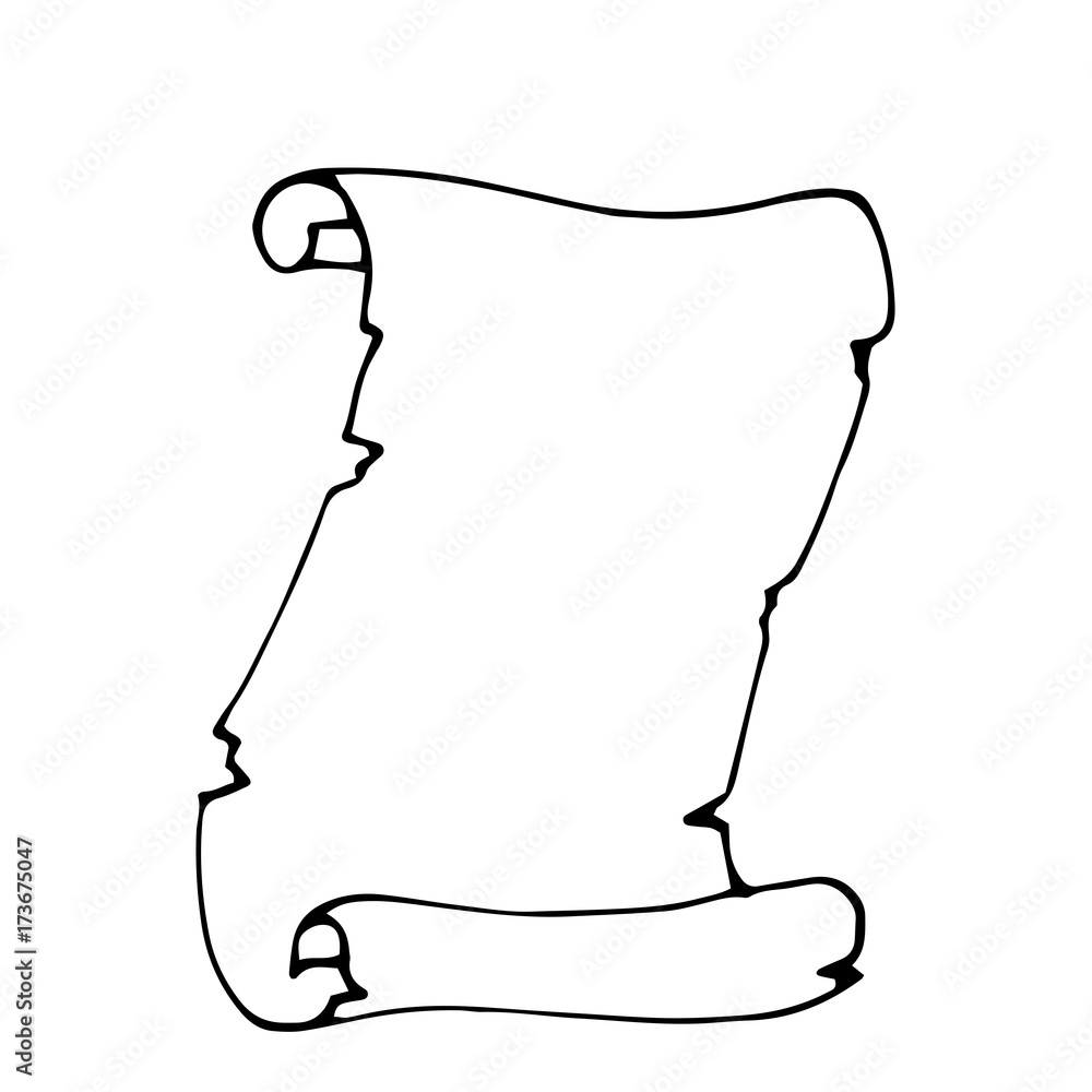 Parchment scroll. Outline icon. Hand drawn doodle Stock Vector | Adobe ...