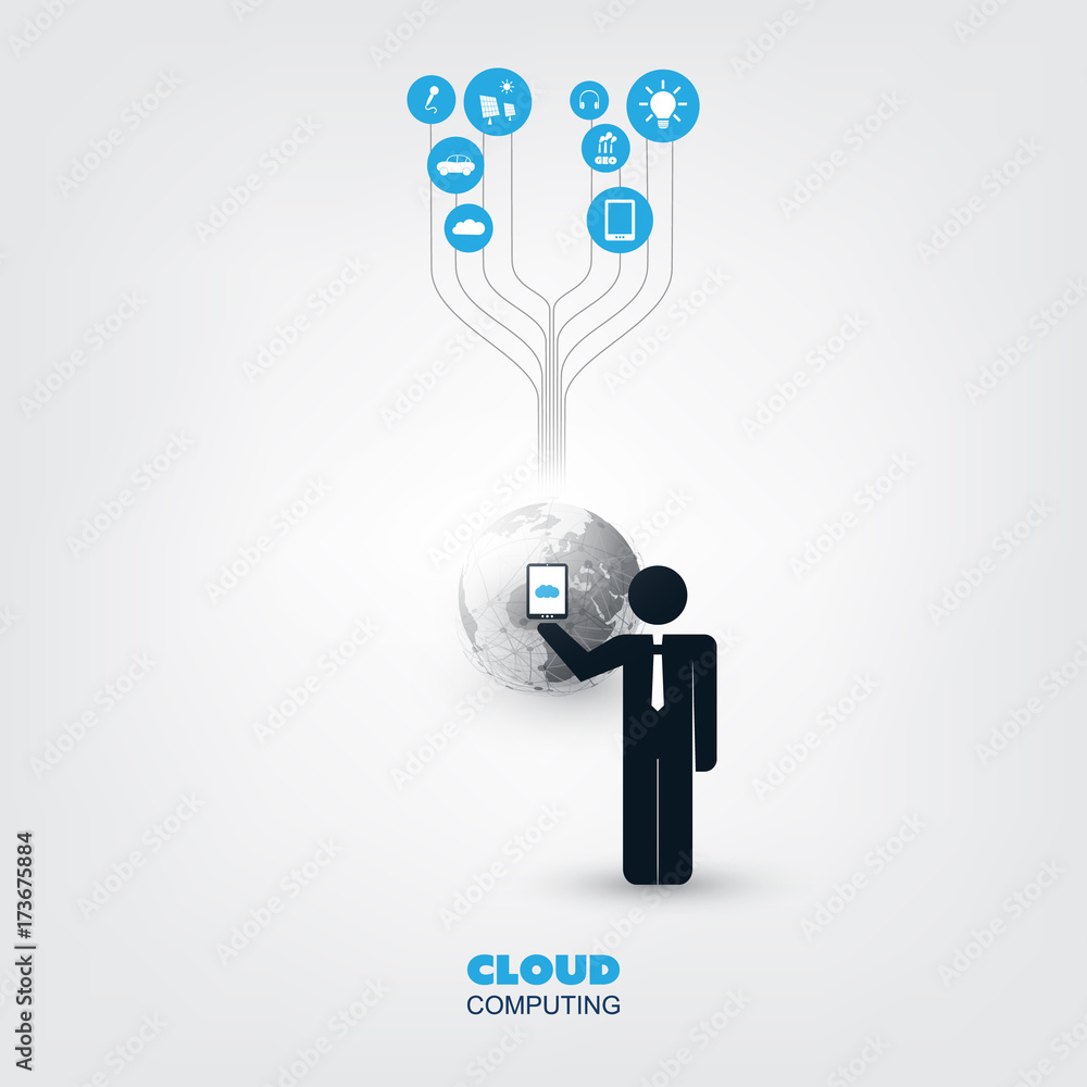 Cloud Computing, Business Network Design Concept with a Standing ...