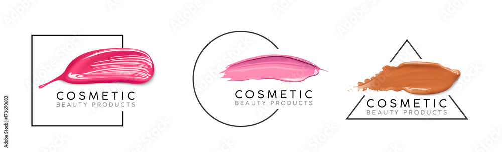 Makeup design template with place for text. Cosmetic Logo concept of ...