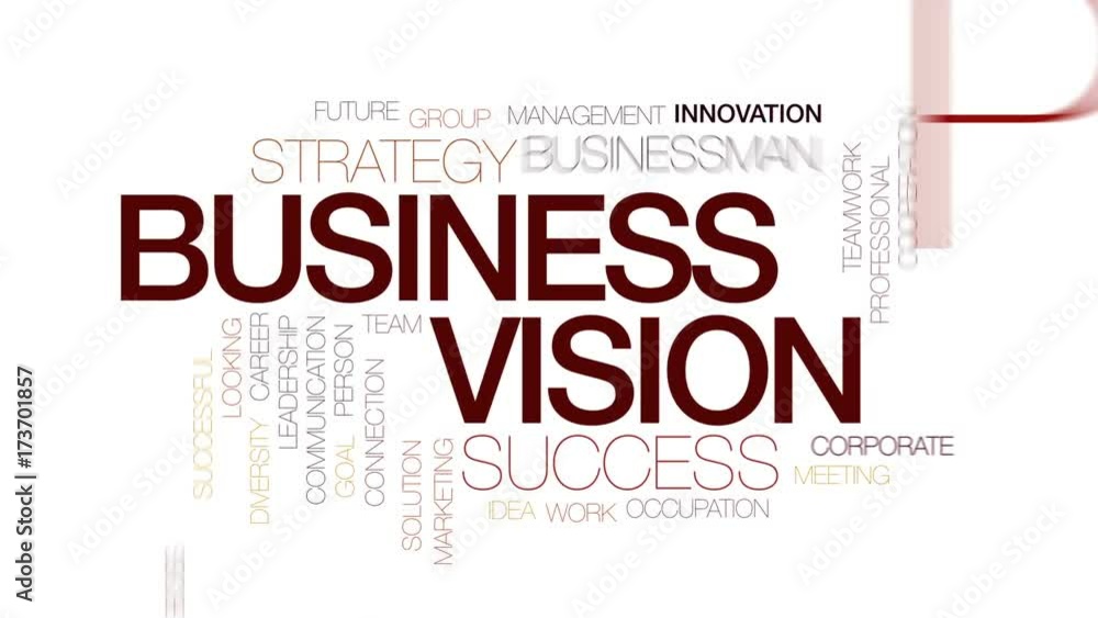Business vision animated word cloud, text design animation. Kinetic ...