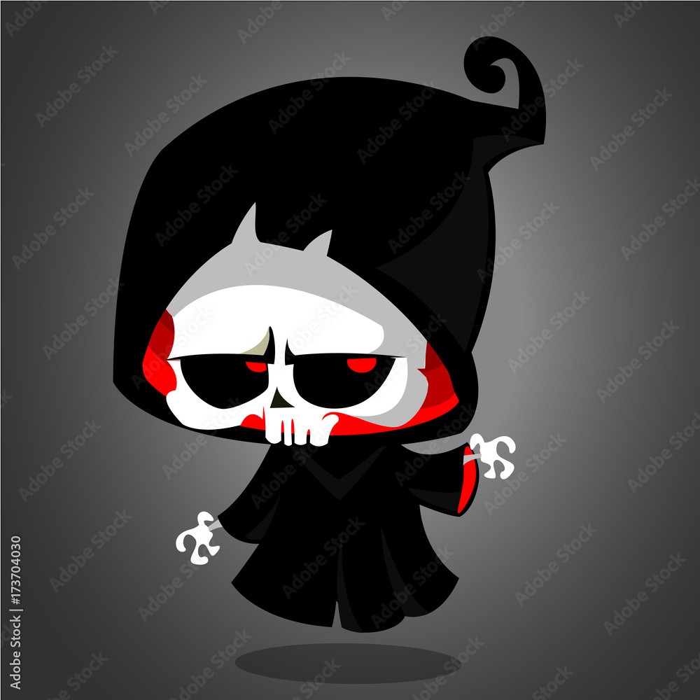 Vector illustration of cartoon death Halloween monster mascot isolated ...
