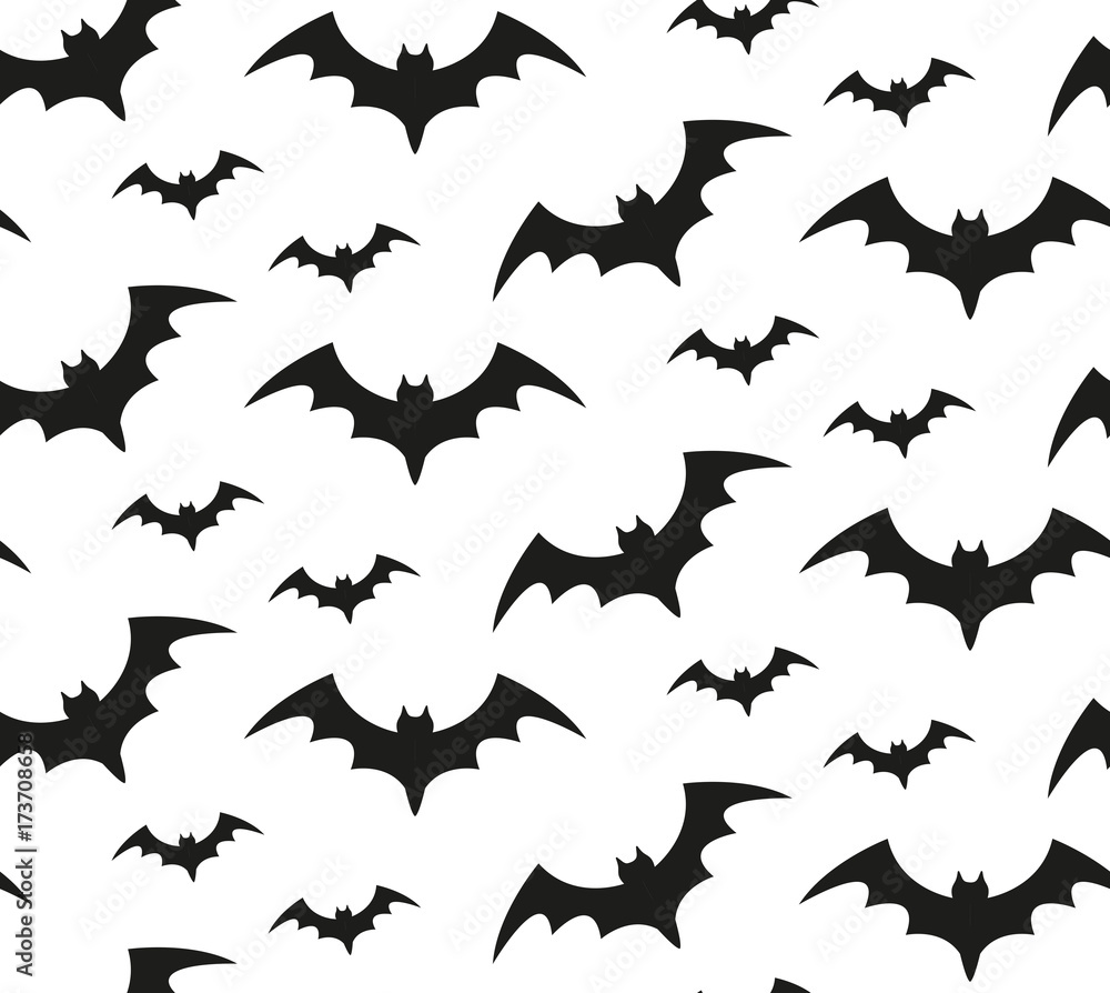 Bat silhouette seamless pattern. Halloween repeating texture. Scary ...