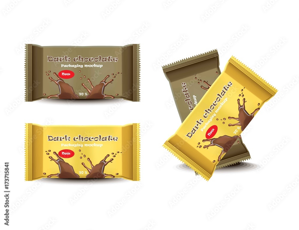 Chocolate bar set. Product package Vector realistic label design logo ...