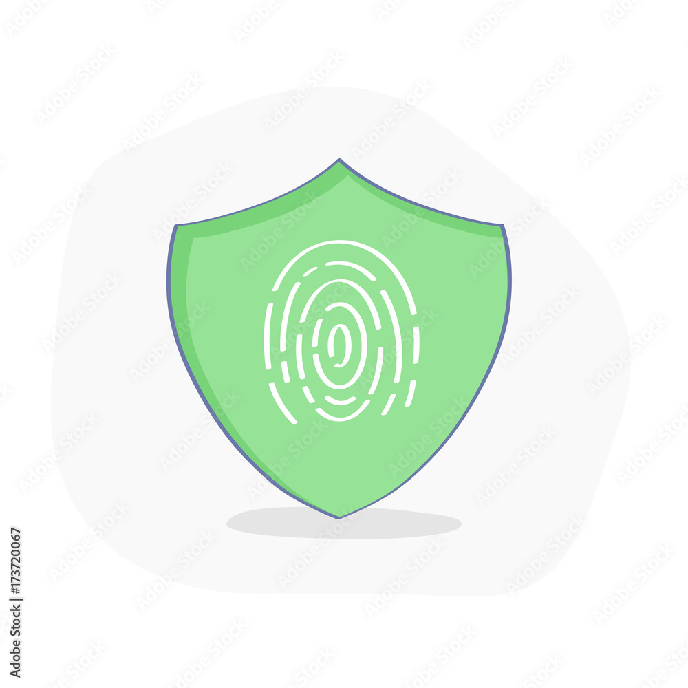 Fingerprint Scanner on the green Shield. Protection, Secure ...