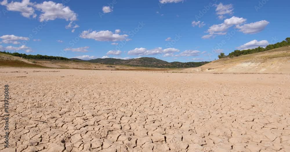 4k video. Timelapse with landscape of dry earth ground and horizon, in ...