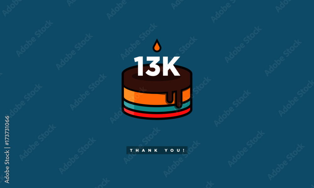 Birthday Cake for 13K Likes! (Vector Design Template For Social ...