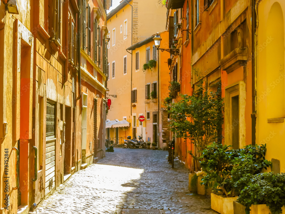 Small street in the Trastevere. Rome, Italy Stock Photo | Adobe Stock