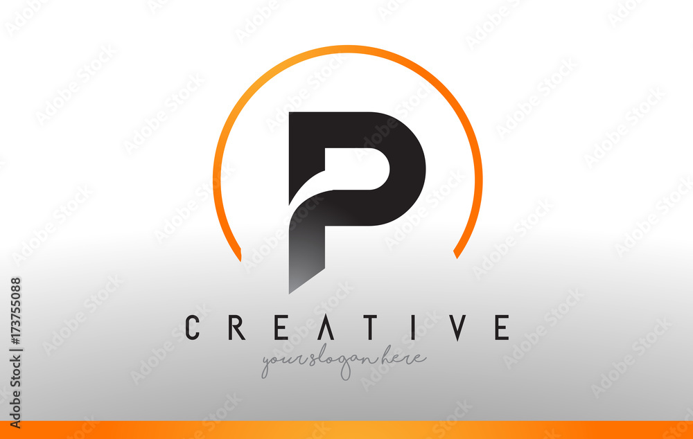 P Letter Logo Design with Black Orange Color. Cool Modern Icon Template ...