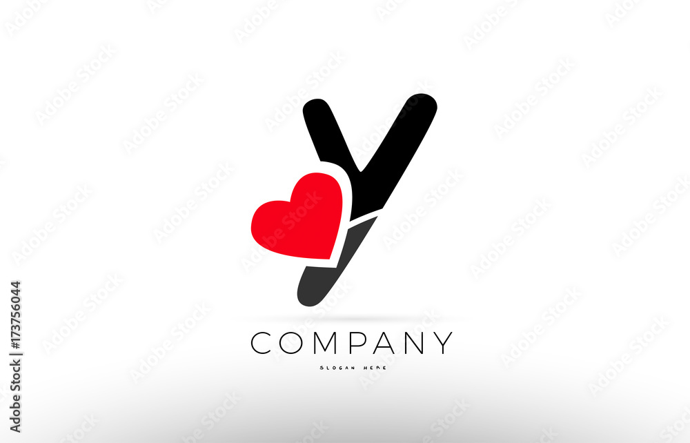 Y alphabet letter logo icon with love heart symbol company design Stock ...