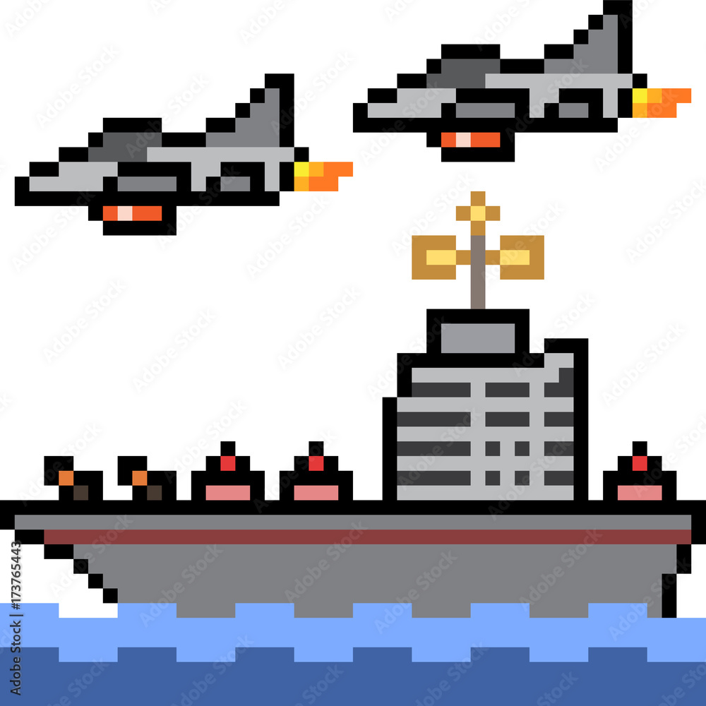 vector pixel art warship Stock Vector | Adobe Stock