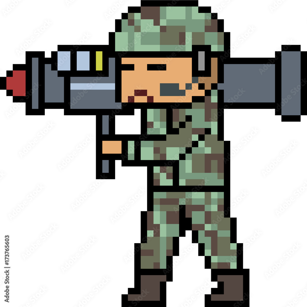 vector pixel art bazooka army Stock Vector | Adobe Stock