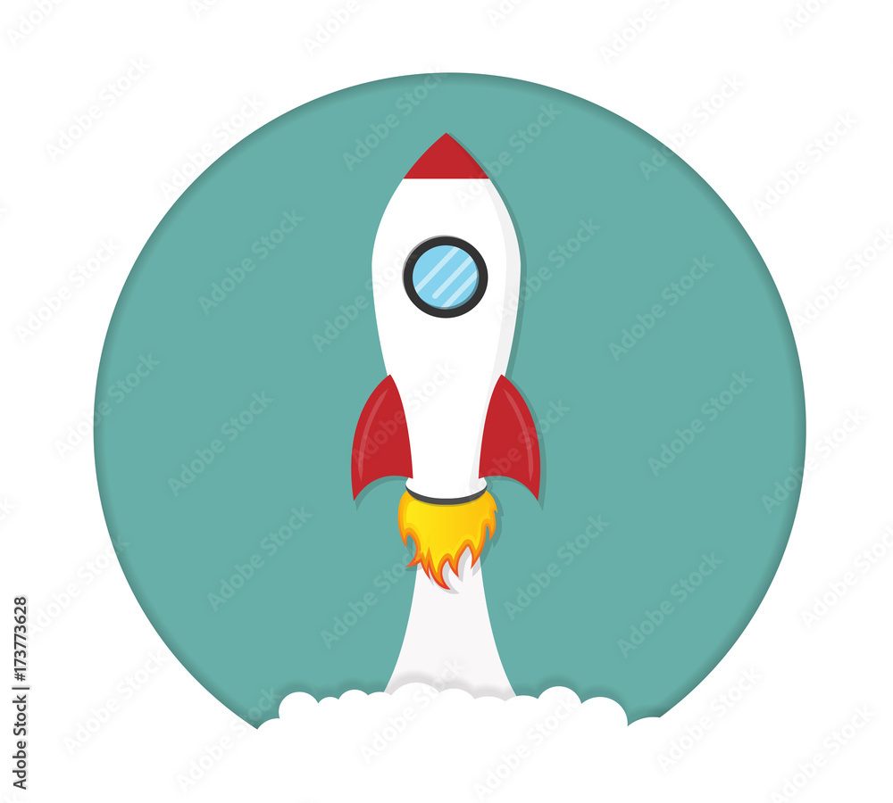 Rocket launch. Startup concept cartoon vector isolated illustration ...