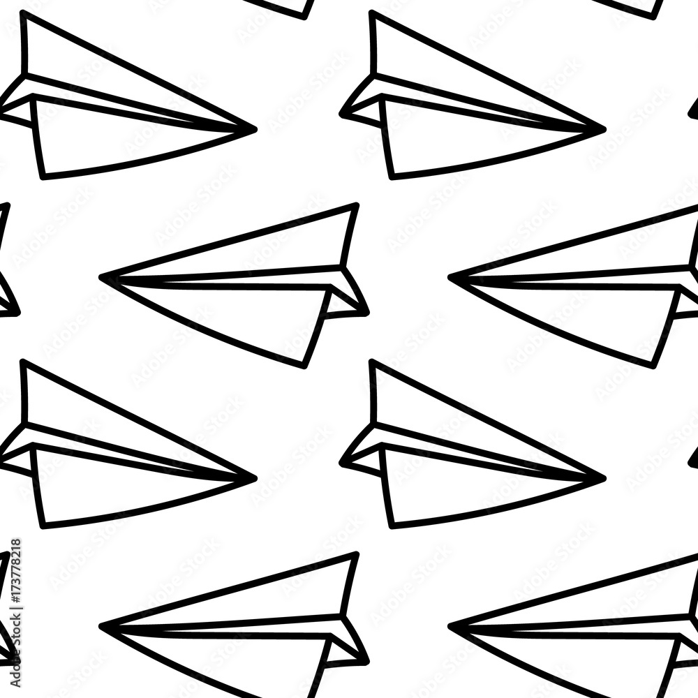 Seamless pattern with vector paper airplane. Travel, route symbol ...