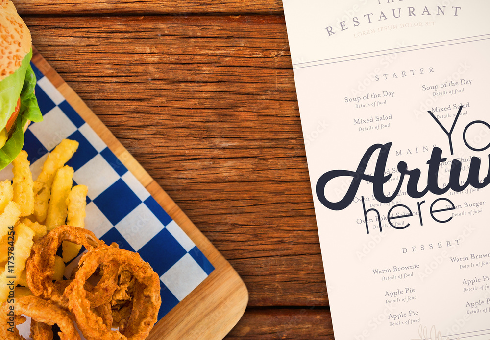 Menu on Table with Food Mockup 5 Stock Template | Adobe Stock