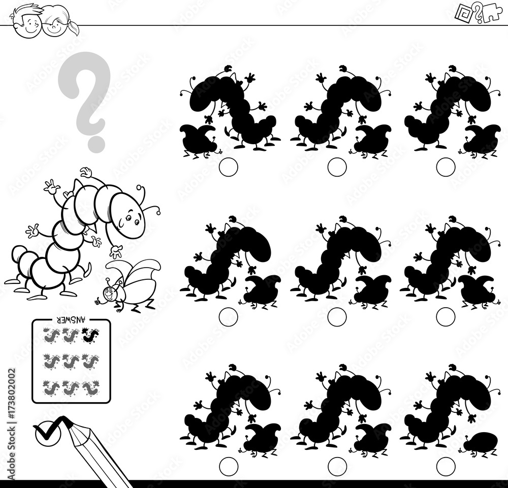 shadows with insects coloring book Stock Vector | Adobe Stock