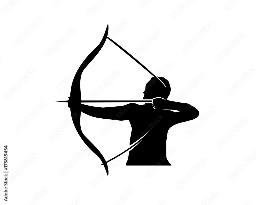 man holds bow and arrow silhouette, strong man with bow and arrow ...