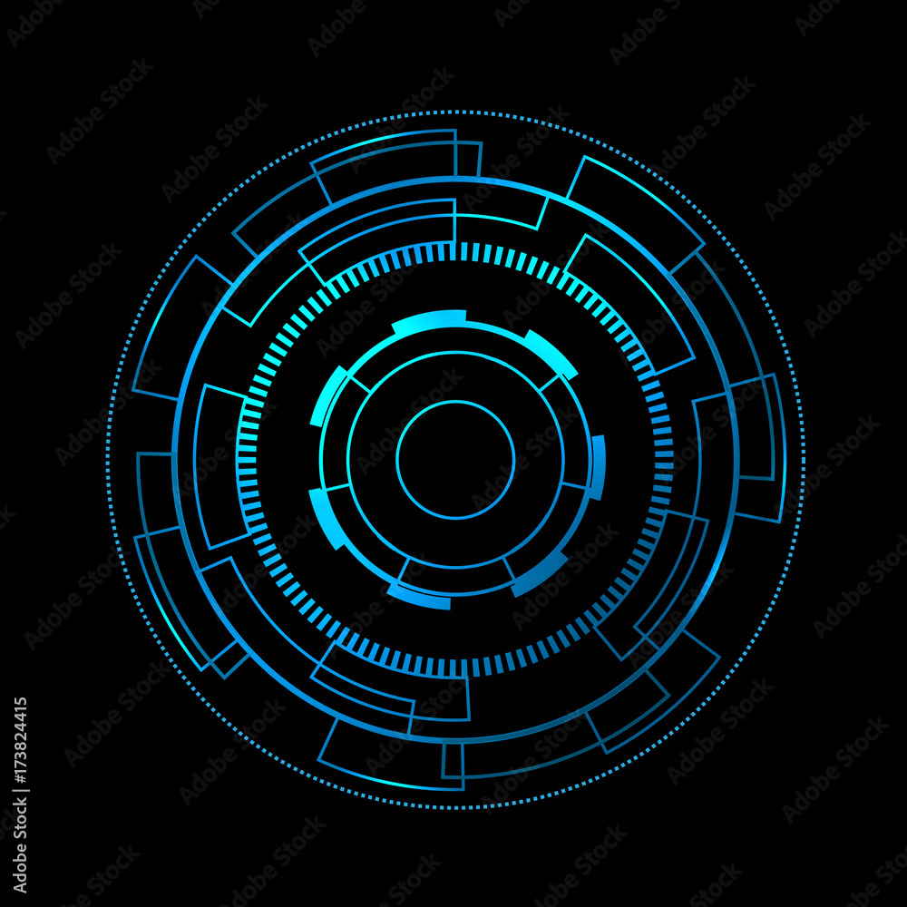 Blue circle futuristic interface hud on black background. Stock Vector ...