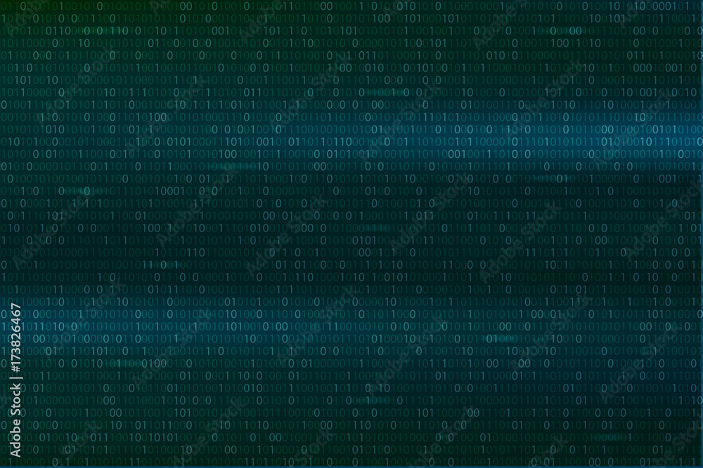 Abstract binary code background. Digital technology wallpaper. Cyber data, decryption and ...