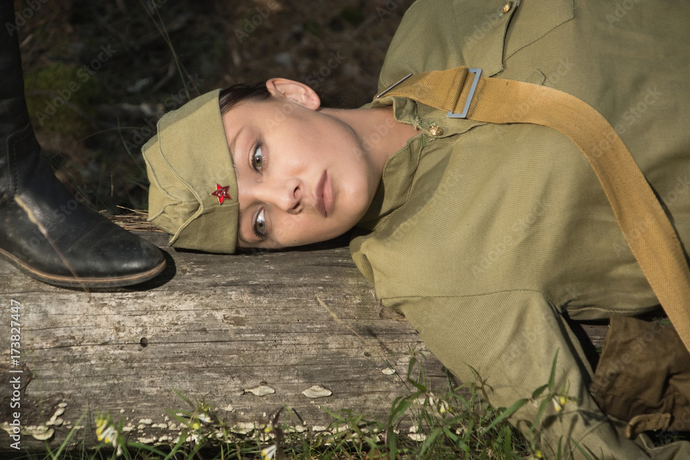 Woman in uniform of the Red Army of the Second World War. Stock Photo ...