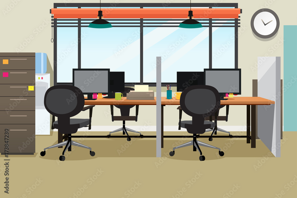 Empty Office Workplace Illustration Stock Vector | Adobe Stock