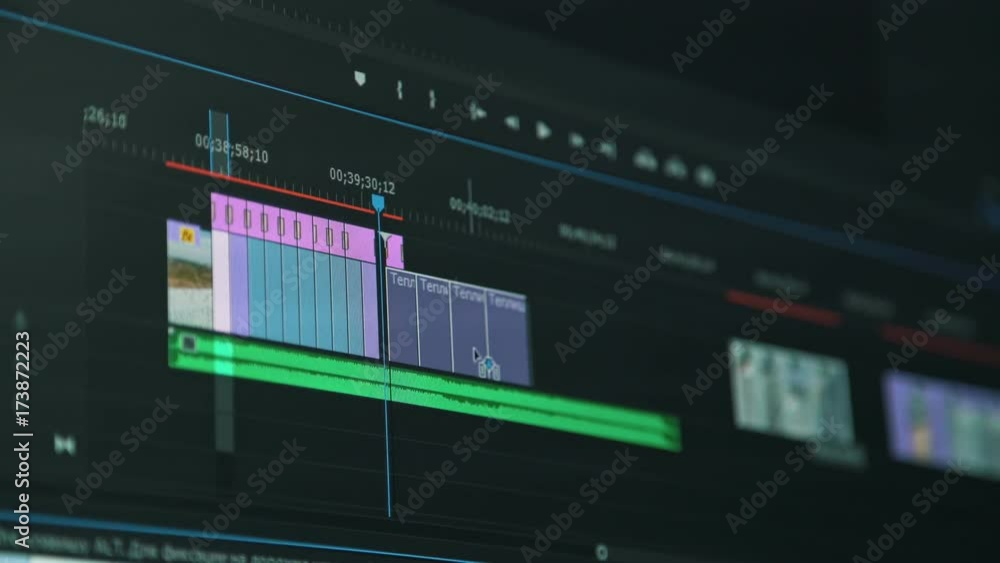 Video editing on a computer. Monitor the computer and capture the work ...